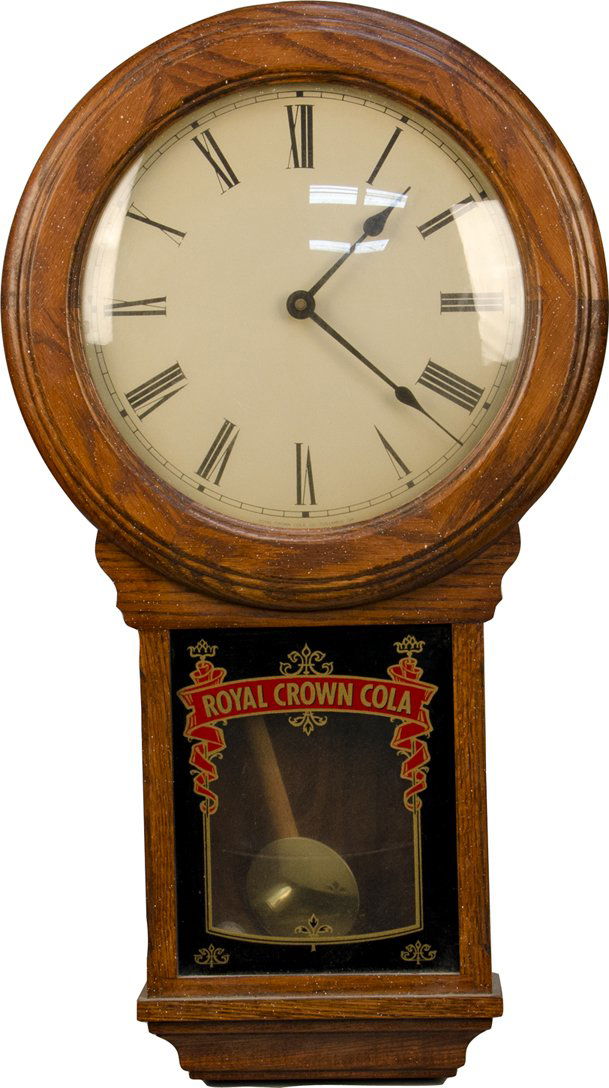1044: "Royal Crown Cola" Wall Mount Wood Pendulum Clock