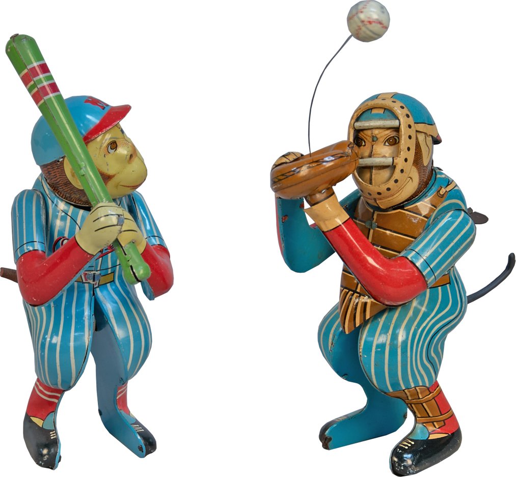Lot of 2 - Vintage Monkey Figure Baseball Players