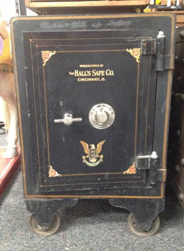 Antique "halls" Safe In Original Paint & Artwork