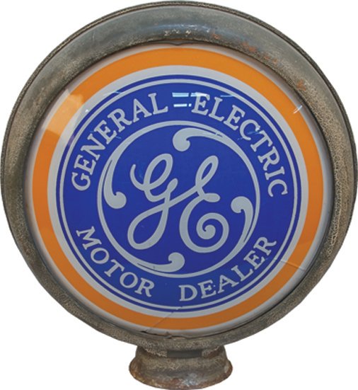 GE Glass Globe Round Dealer Top Sign