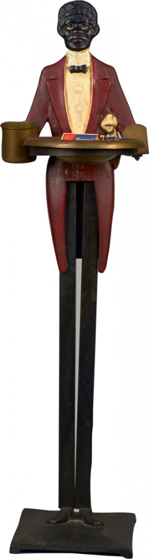 Early Painted Cast-Iron & Steel Butler Smoking Stand