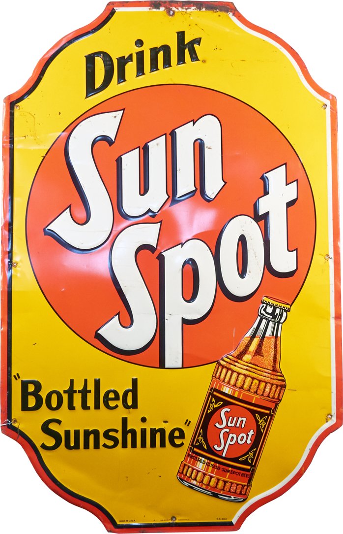 Drink Sun Spot Embossed Die-Cut Tin Advertisement Sign - May 04, 2014 ...