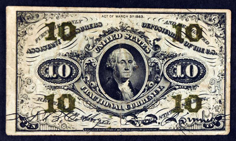 1863 Washington Fractional Currency 10 Cent Note