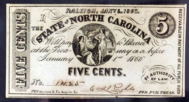 1863 10 Cent North Carolina Obsolete Note