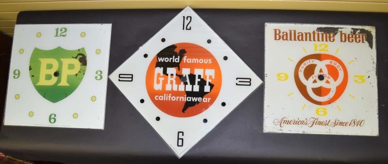 Three Advertising Clock Replacement Faces Auction