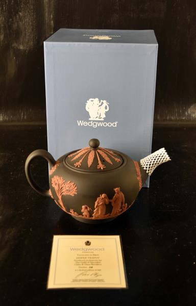 Wedgwood Terracotta On Black Jasper Teapot Auction