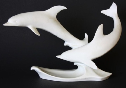 Kaiser Germany White Porcelain Dolphins Figure