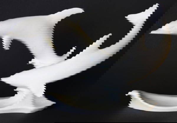 Kaiser Germany White Porcelain Dolphins Figure