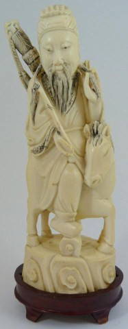 Chinese Ivory Carved Lu Tung Pin On Horse Figure