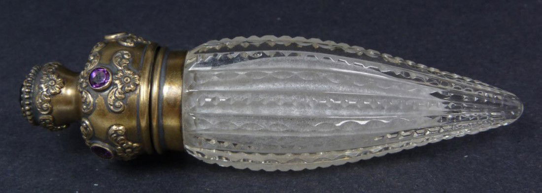 Antique Sterling & Cut Glass Powder Bottle