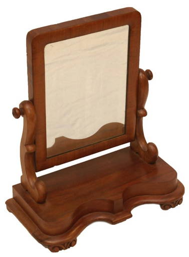 Antique American Mahogany Wooden Shaving Mirror