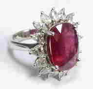 Ladies Oval Ruby with Diamond Ring on Platinum Ring - Jan 23, 2018 ...
