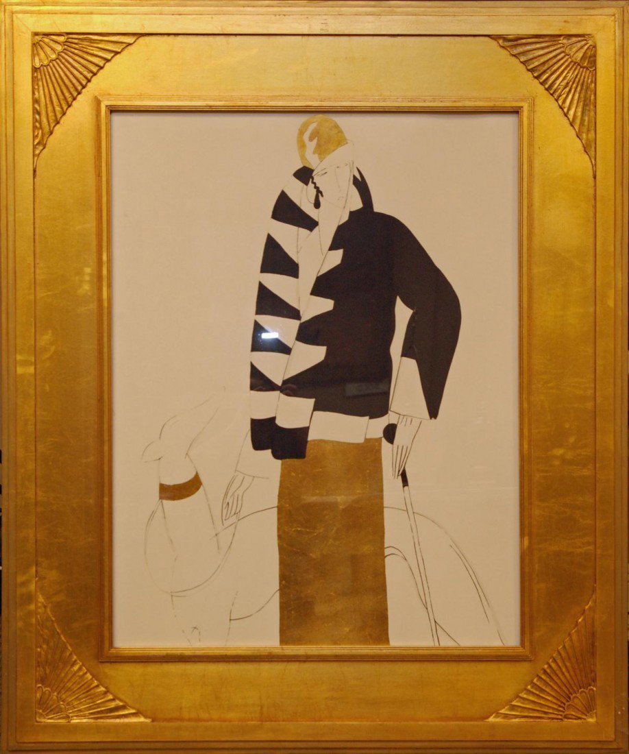 169: ART DECO JAY SPECTRE ARTWORK WOMAN w DOG