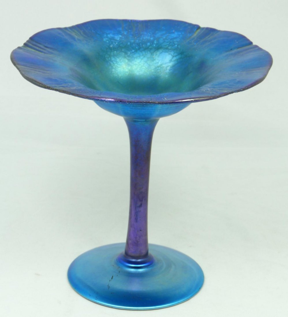 L.C. TIFFANY BLUE FAVRILE ART GLASS COMPOTE - Jul 21, 2012 | Elite ...