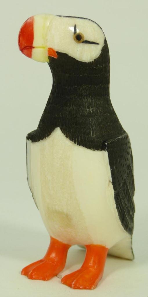 Alaskan Eskimo Carved Walrus Ivory Puffin Figure