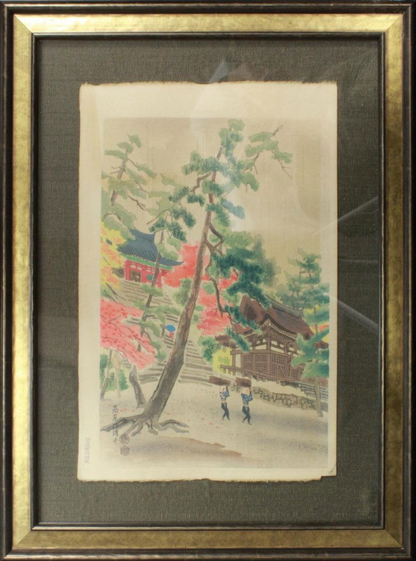 3 JAPANESE UCHIDA WOODBLOCK PRINTS OF KYOTO SCENES