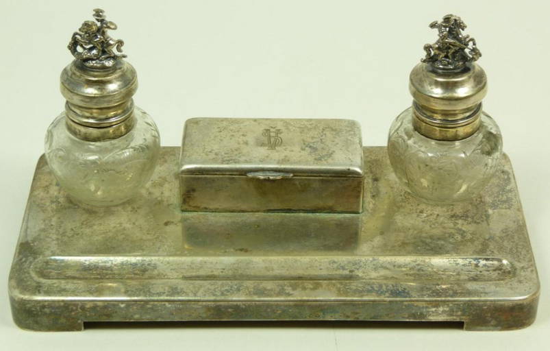 SILVERPLATE INKWELL WITH CRYSTAL & SILVER WELLS - May 11, 2013 | Elite ...
