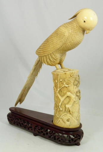 Antique Chinese Carved African Ivory Bird Figure