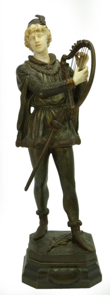JEAN DEBUT FRENCH BRONZE SCULPTURE OF BARD