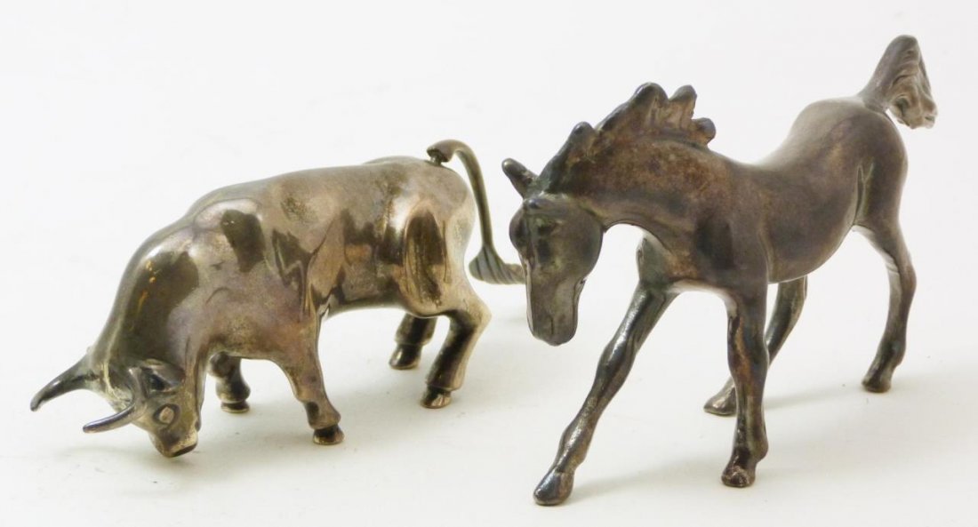 ISRAELI & PERUVIAN SILVER HORSE & BULL FIGURES