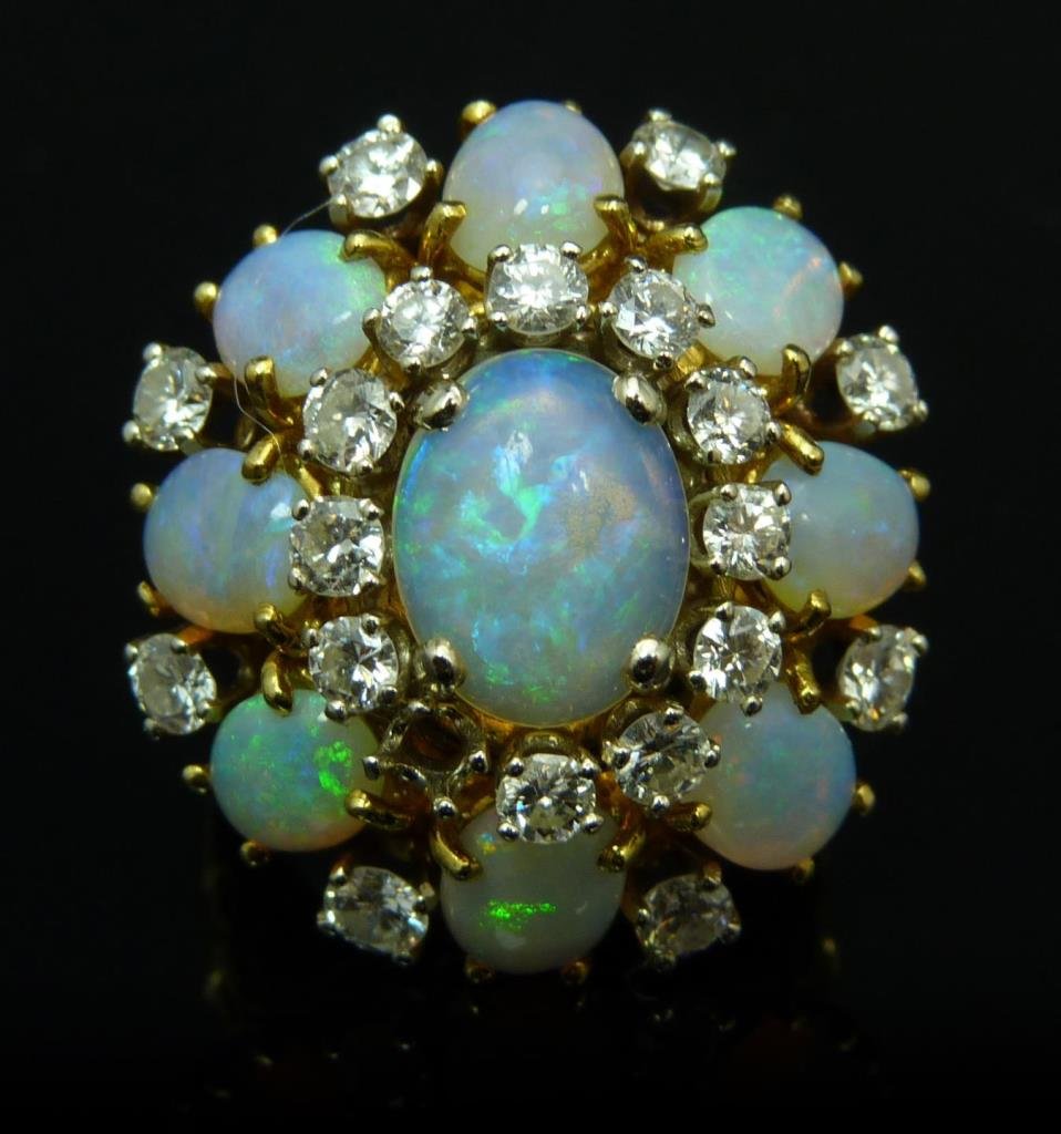 18KT YELLOW GOLD FIRE OPAL & DIAMOND RING - Mar 29, 2014 | Elite ...
