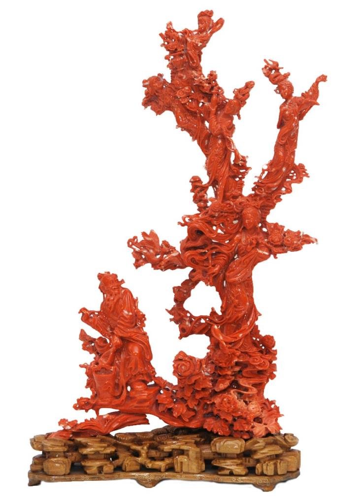 CHINESE INTRICATELY CARVED RED CORAL FIGURE GROUP - Jun 14, 2014 ...