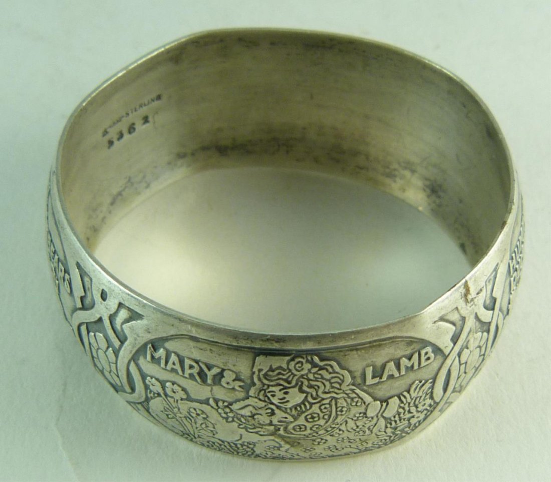 Antique Sterling Napkin Ring With Nursery Rhymes