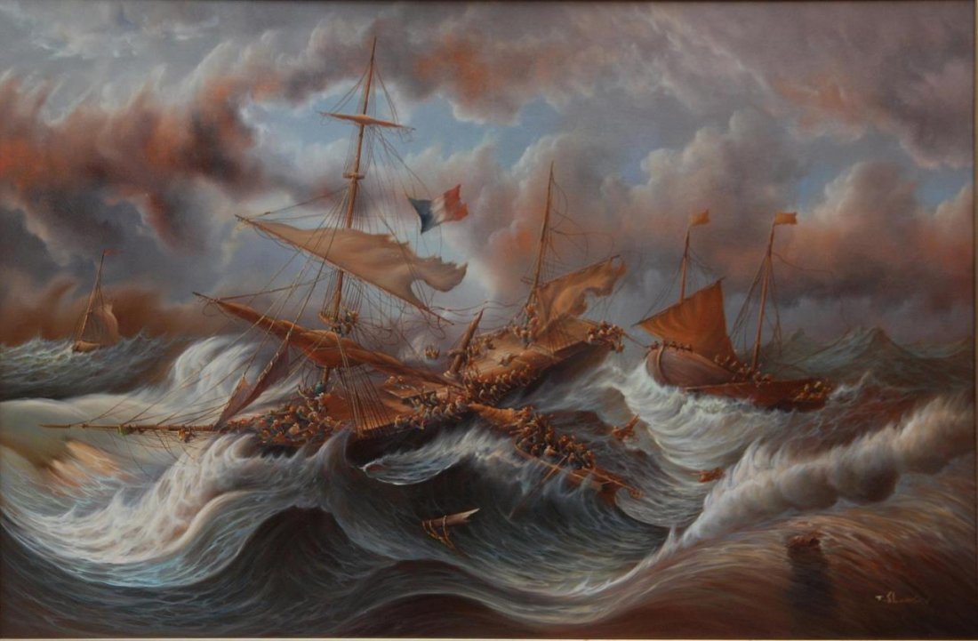 T. SLOWSKY AMERICAN 20TH C OIL ON CANVAS SHIP - Nov 22, 2014 | Elite ...