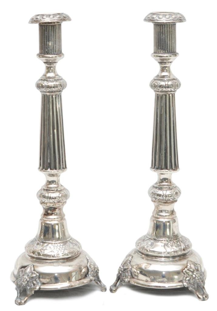 Pr. Antique Russian 84 Silver Candlesticks