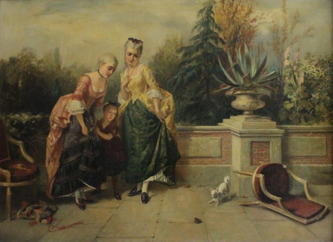 E. C. Barnes Oil On Canvas Of Exterior Scene