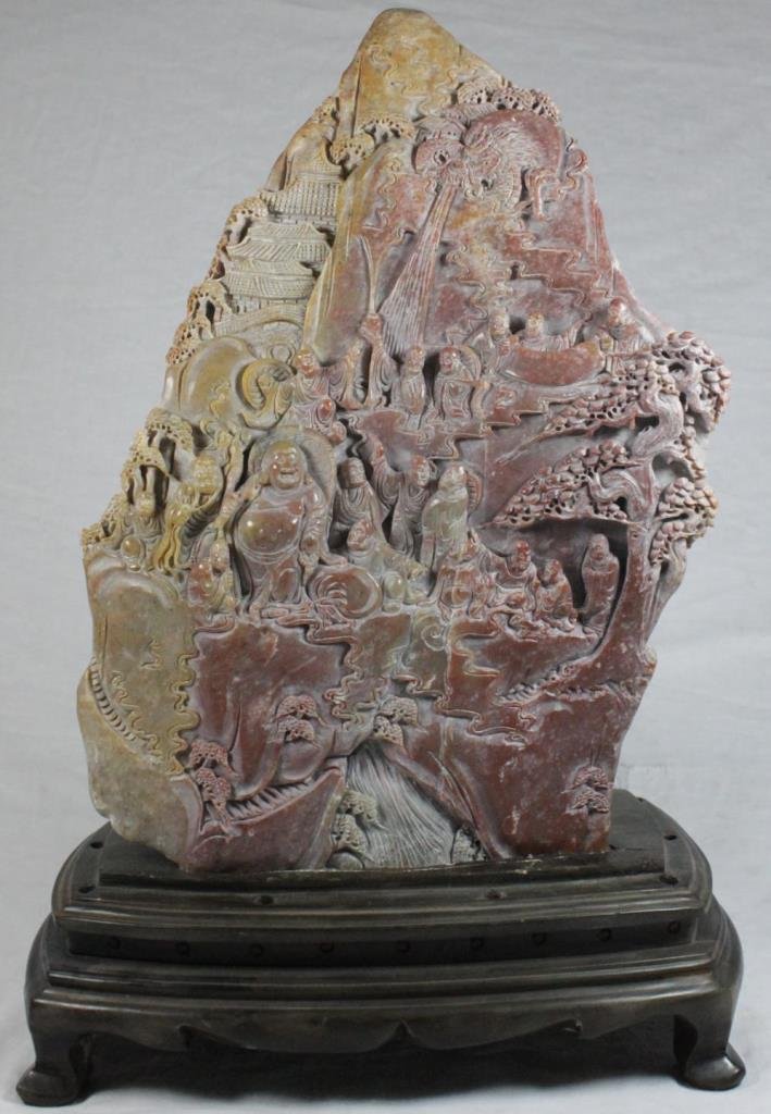 Palatial Chinese Carved Shoushan Stone Boulder