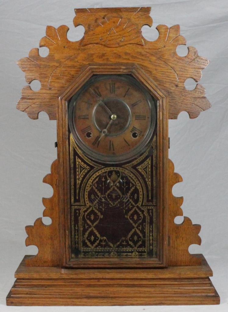 Antique E Ingraham Wood Case Kitchen Clock