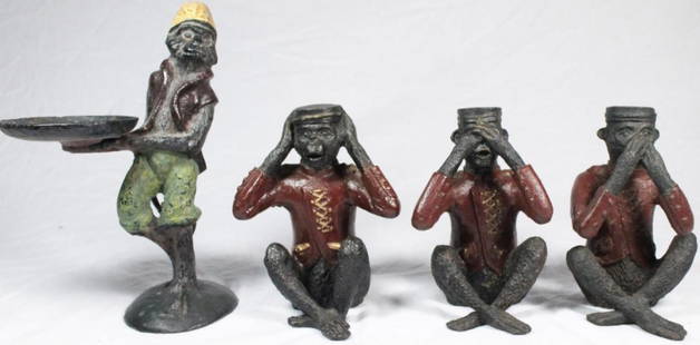 Vintage Painted Cast Iron Sculptures