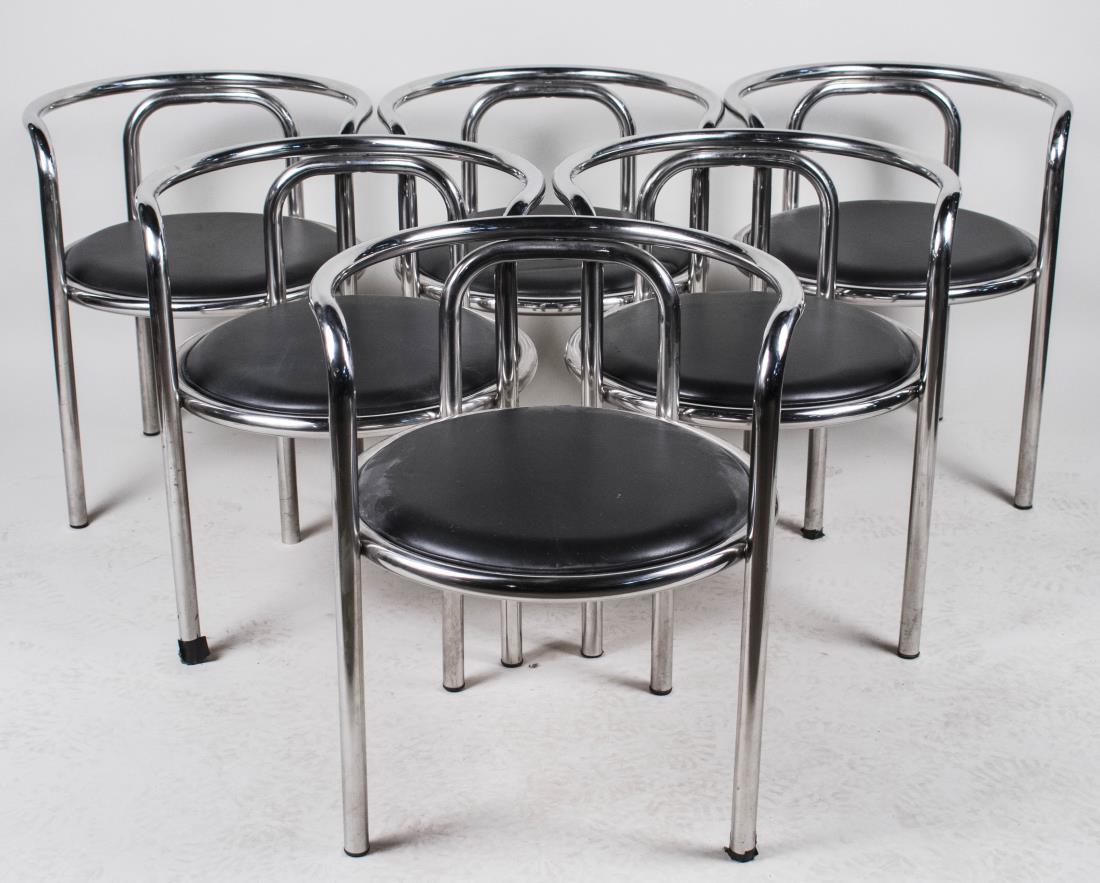 Set of Six Modern Chrome Chairs