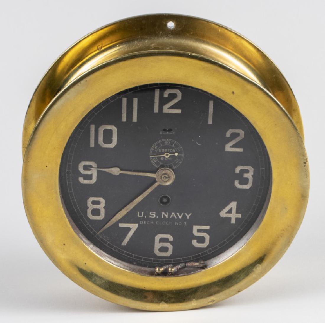 Brass US Navy Ship's Clock