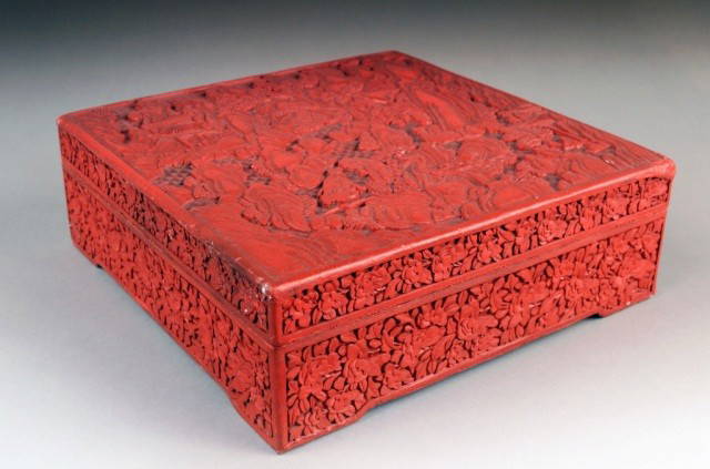 Chinese Red Cinnabar Box And Cover