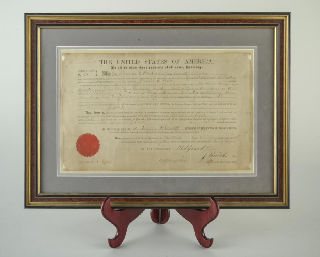 Ulysses Grant Land Grant To Charles Fisk