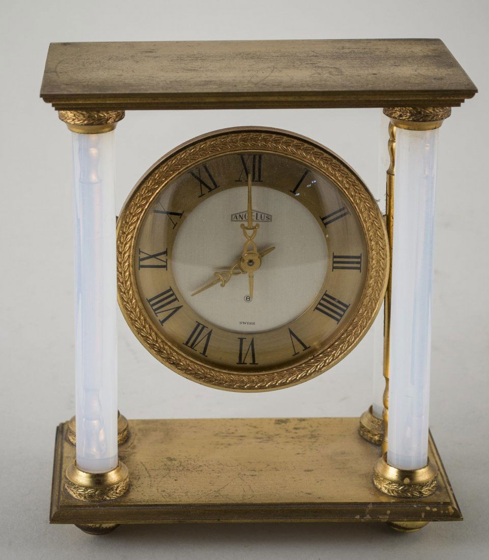 Angelus Gilt Bronze Desk Clock