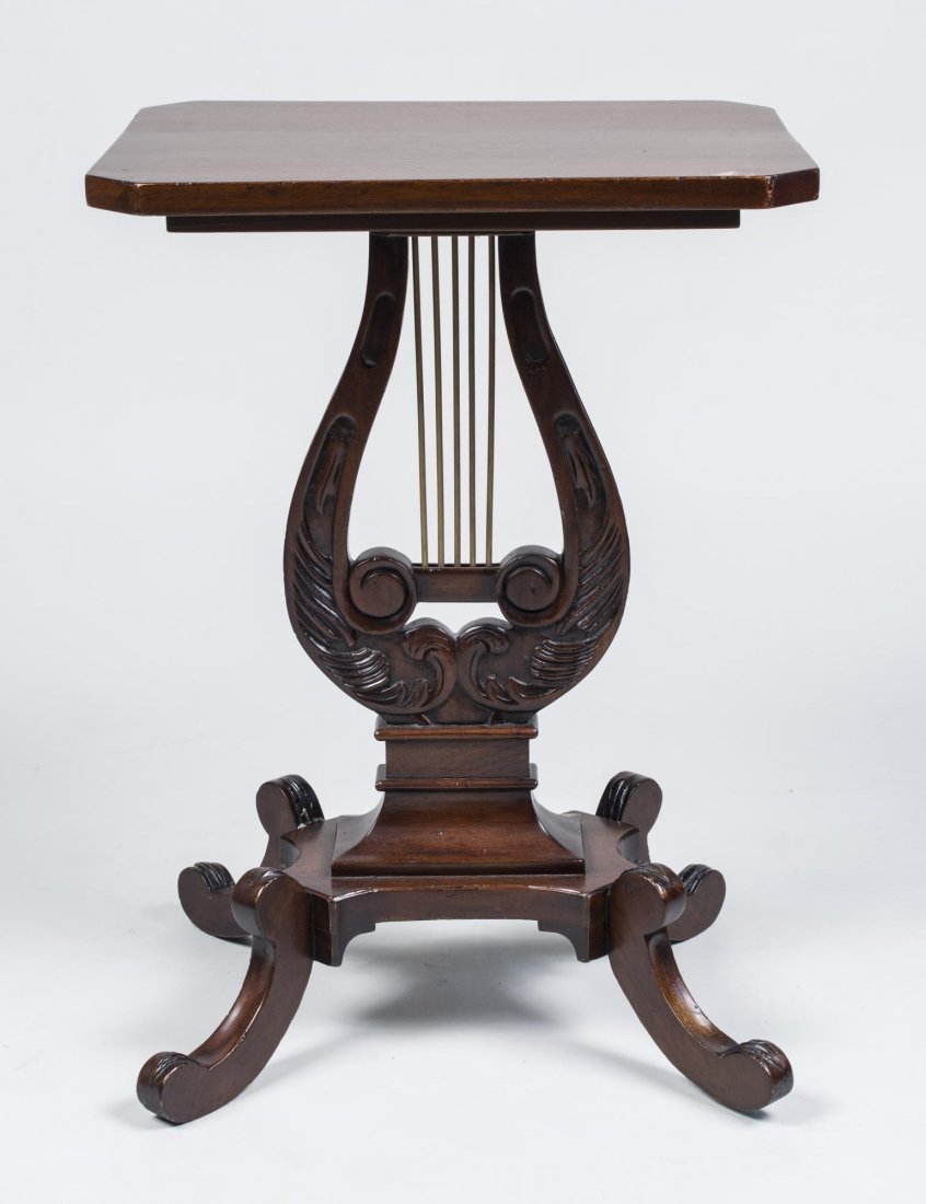 Mahogany Lyre Base Table