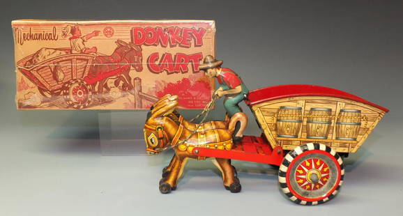 Marx Tin Windup Dual Horse & Cart W/ Box
