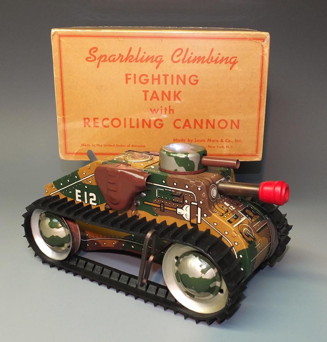 MARX E12 FIGHTING TANK RECOILING CANNON & BOX