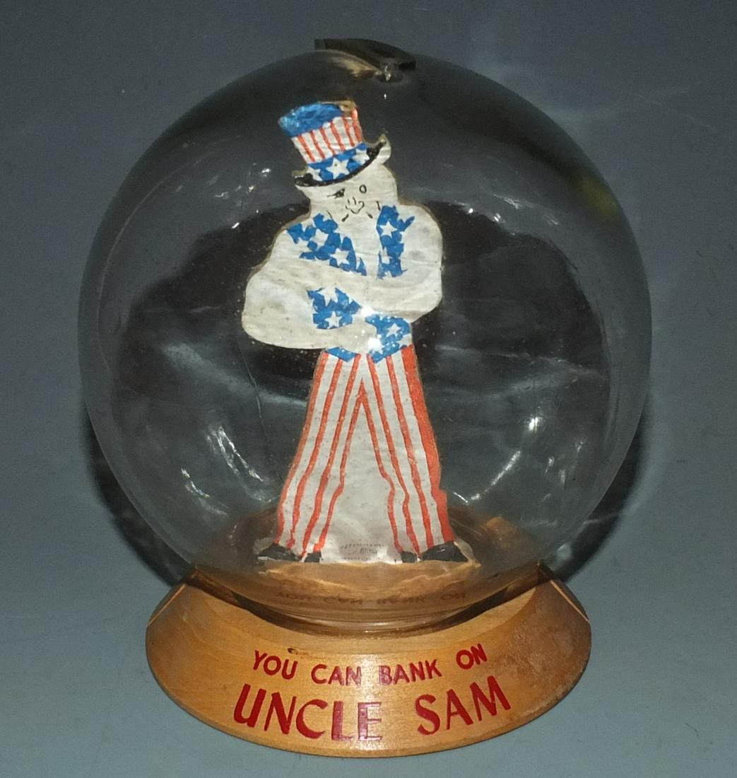 Rare Antique Uncle Sam Glass Bubble Bank