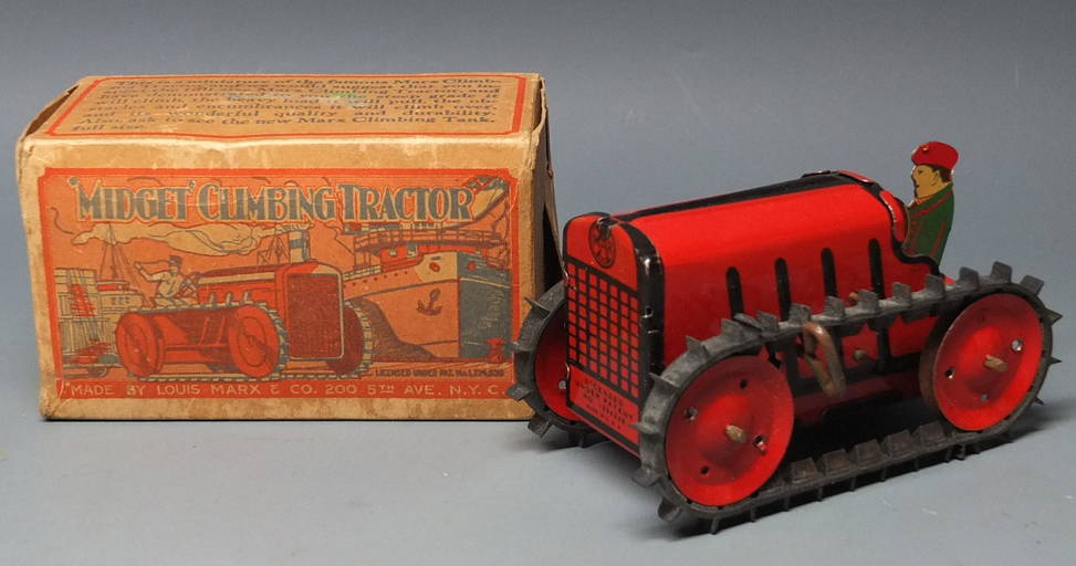 1930's Marx Midget Climbing Tractor & B0x
