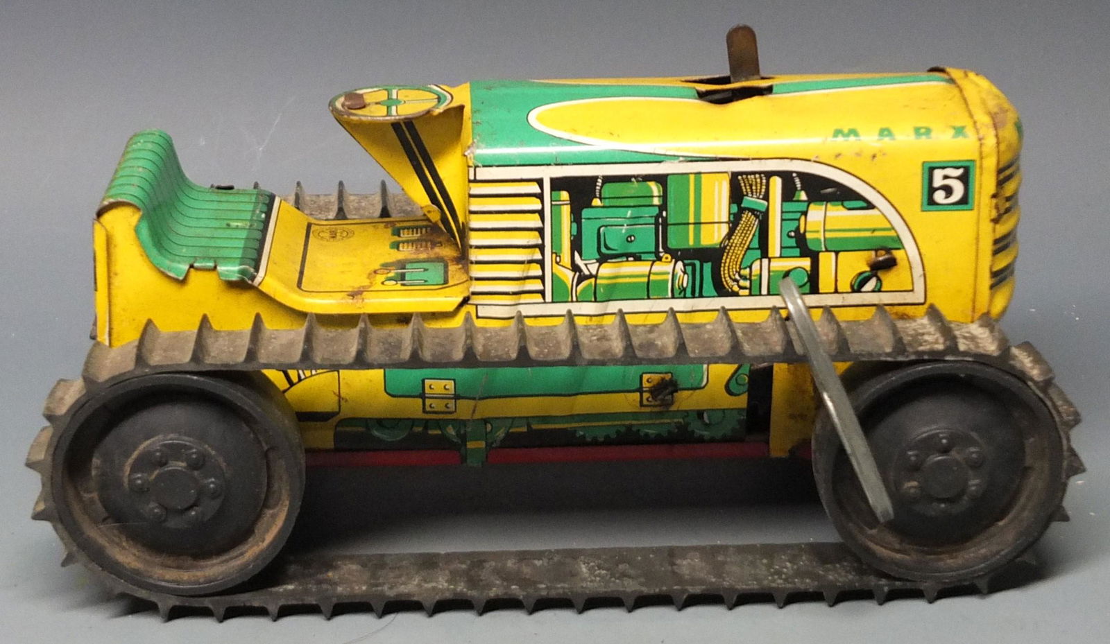 Vintage Marx Tin Wind Up Climbing Tractor