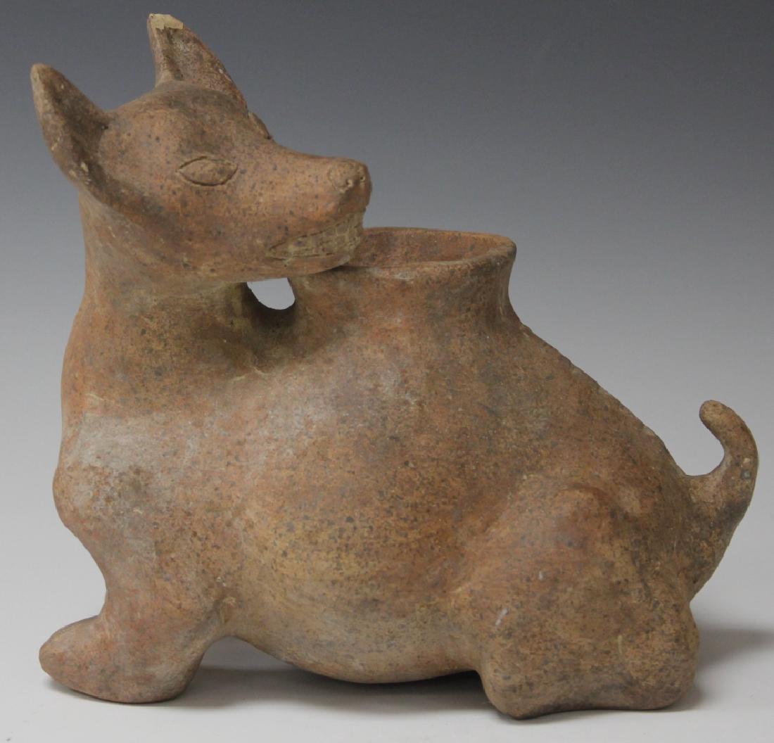 PERUVIAN POTTERY CLAY FIGURE OF DOG