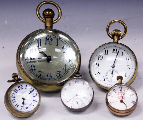 Lot (5) Vintage Glass Ball Clocks