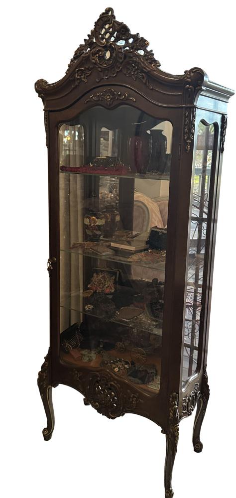 French Style Walnut Carved Curio, 1900's Auction