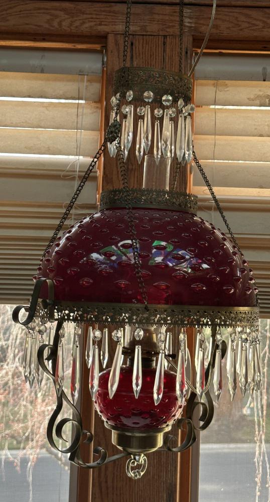 Vintage Ruby Hobnail Ceiling Light Fixture Auction