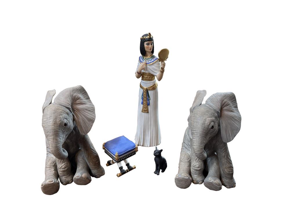 Grouping Of Lenox Figures, Elephants, Cleopatra Auction