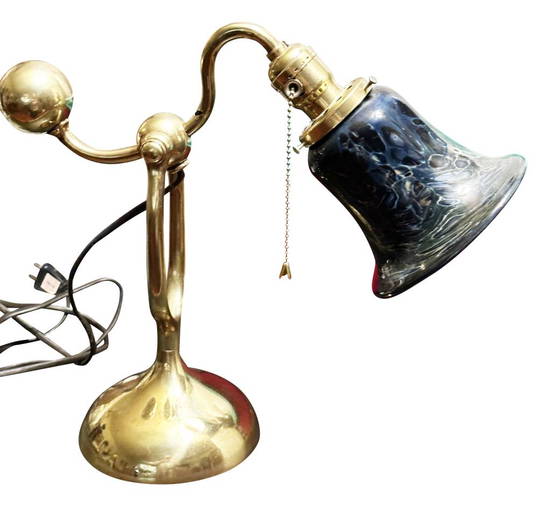 Vintage Brass Counter Balance Lamp W/ Shade